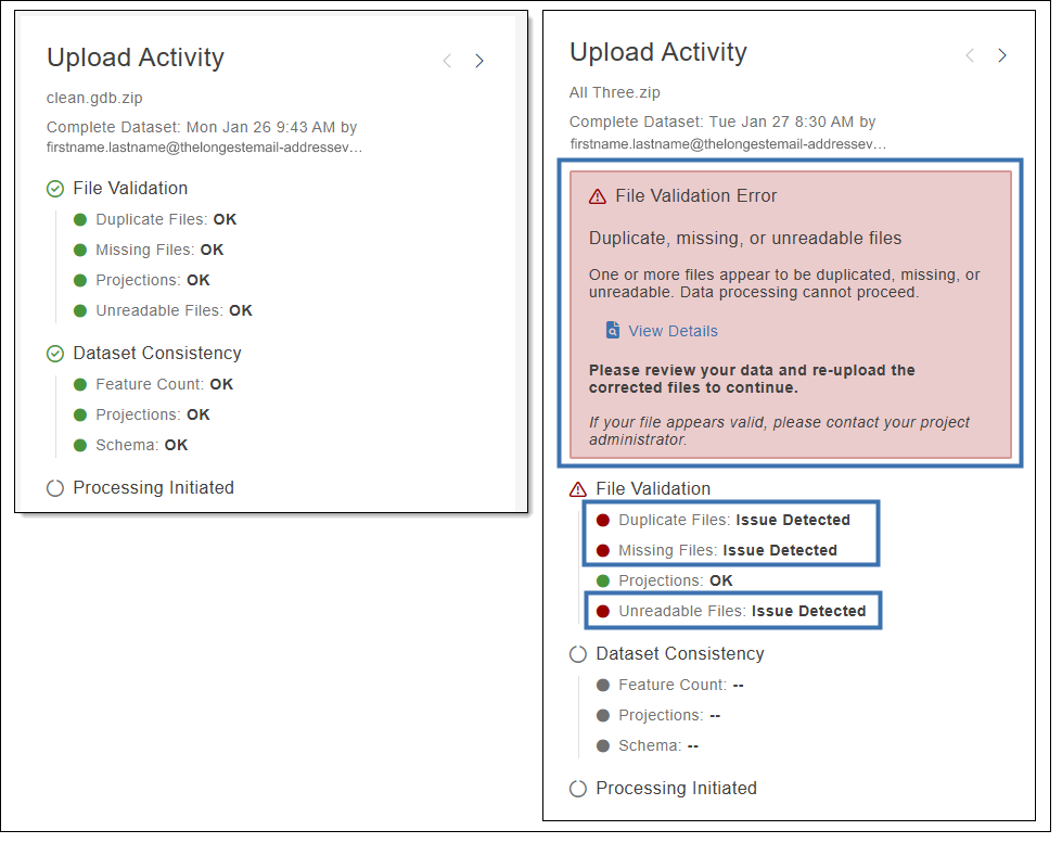 View Upload Activity